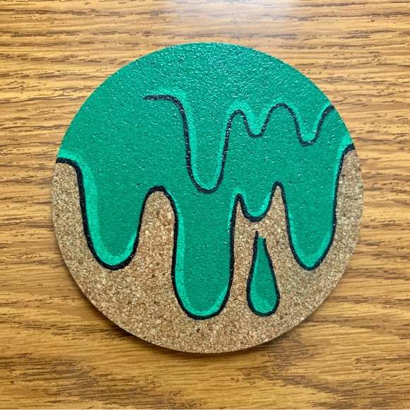 Dining | Multicolor Grime Drip Cork Coasters Lot Of 9 | Poshmark